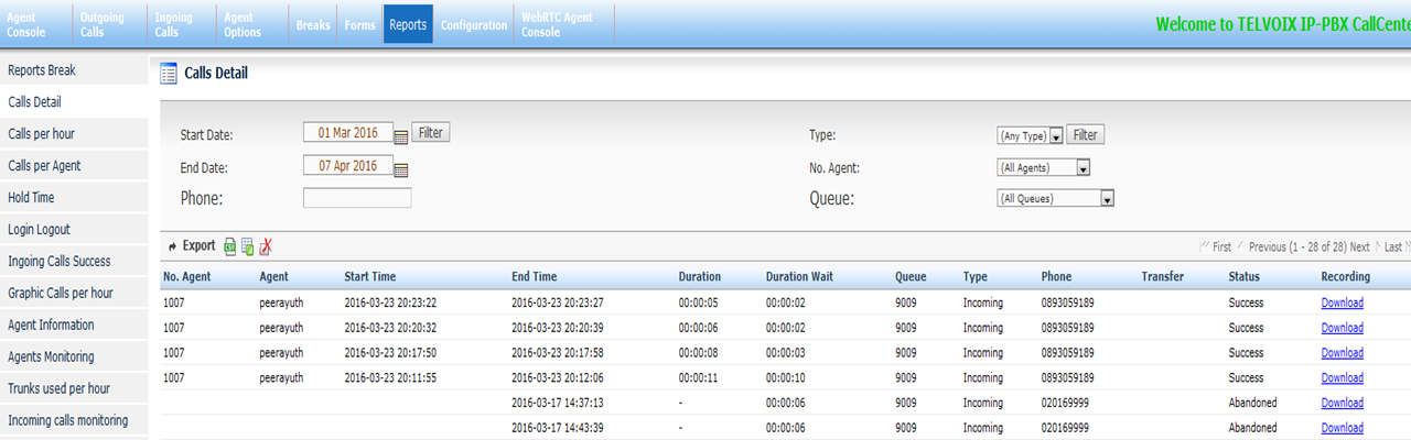 Report Callcenter Agent Login Mode | Cloud Callcenter Thailand (Hotline ...